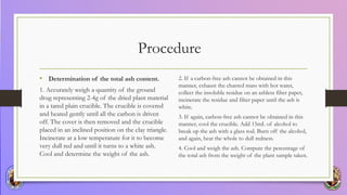 Ash content determination.pptx- materials- procedure- formula | PPTX