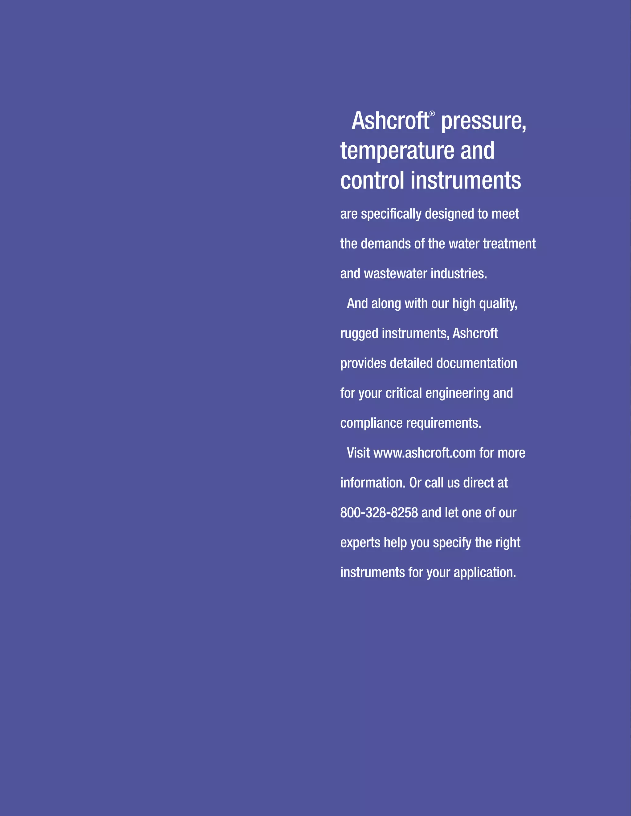 Ashcroft Gauges - Instrumentation For Water & Waste Water Treatment ...