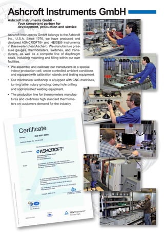 Ashcroft Inc - Product Overview | PDF