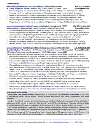 Ash Domah detailed CV Award Winning Financial Controller | DOC