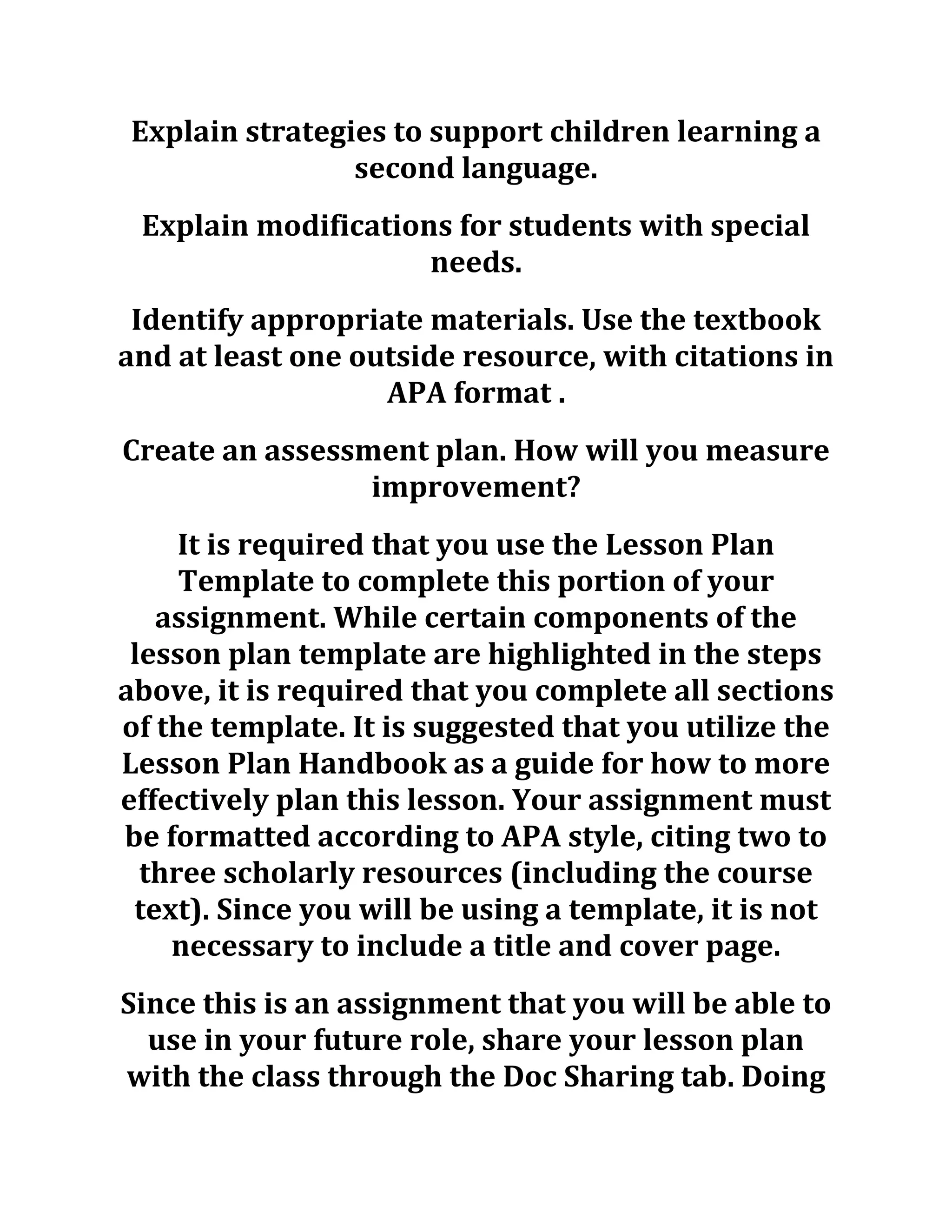 Ash ece 315 week 4 assignment lesson plan | PDF