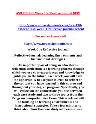 Ash ece 430 week 1 reflective journal new | PDF