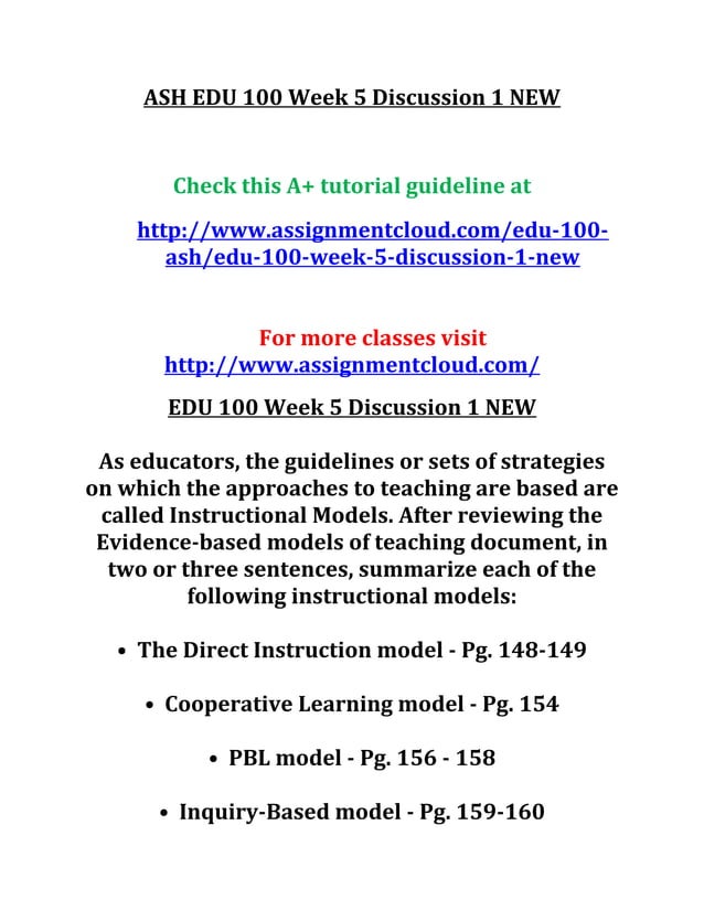 Ash edu 100 week 5 discussion 1 new | PDF