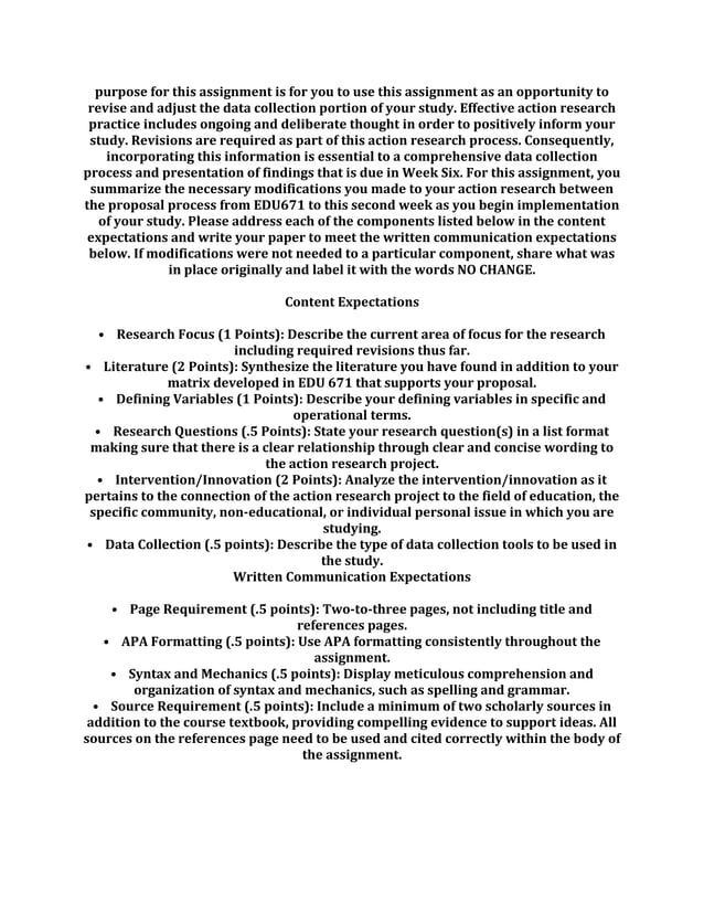Ash edu 675 week 2 assignment action research project new | PDF