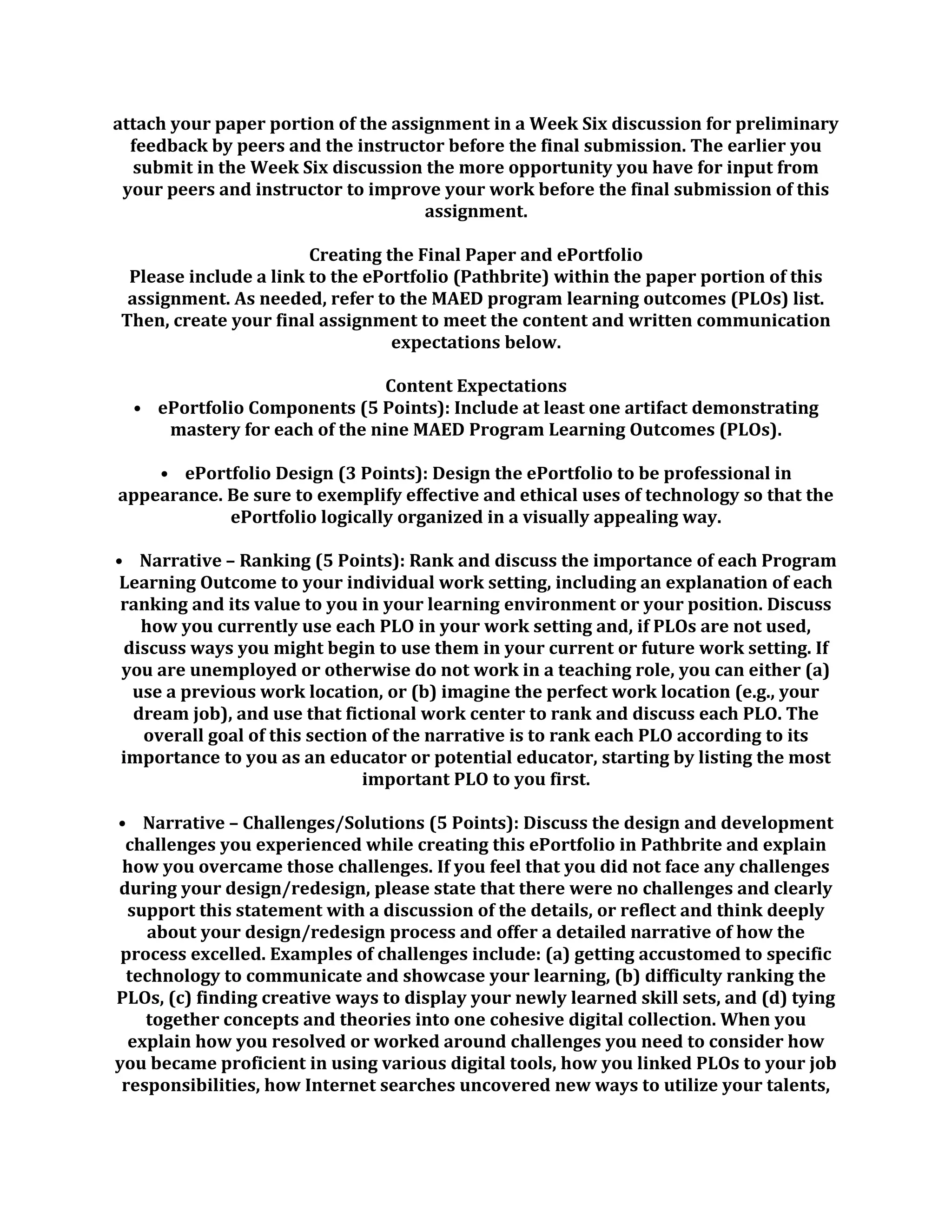 Ash edu 695 week 6 assignment final paper and e portfolio new | DOC