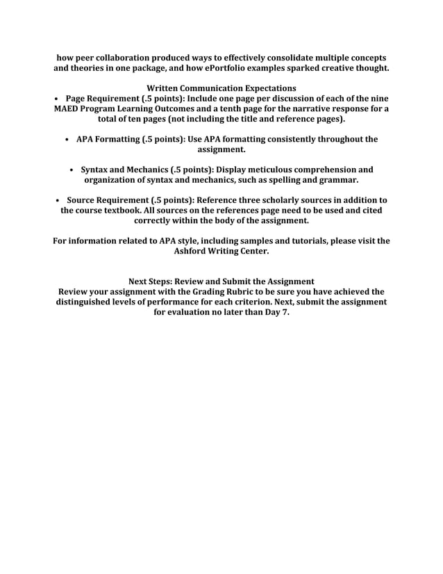 Ash edu 695 week 6 assignment final paper and e portfolio new | DOC