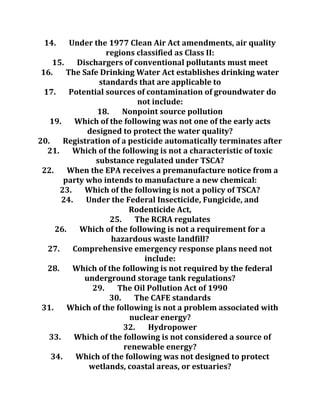 Ash env 320 final exam guide | DOC