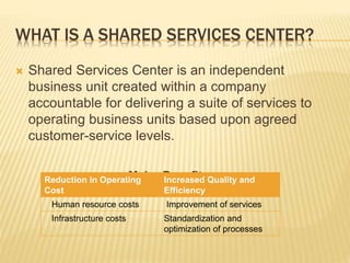 Characteristics of a Shared Services Center | PPTX