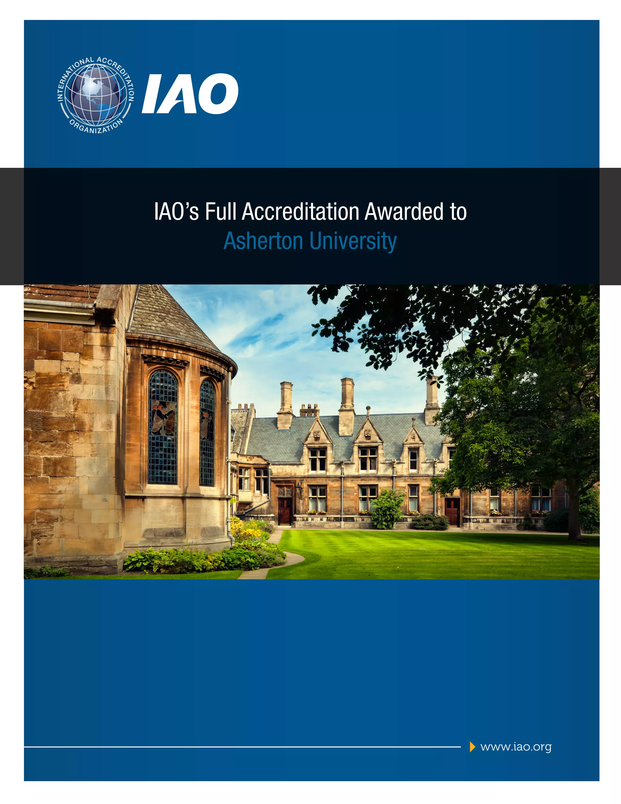 IAO awards full accreditation to Asherton university. | PDF