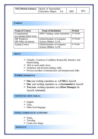 Ashfaq ahmad's cv 1 | PDF