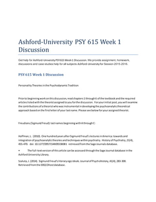Ashford university psy 615 week 1 discussion | PDF
