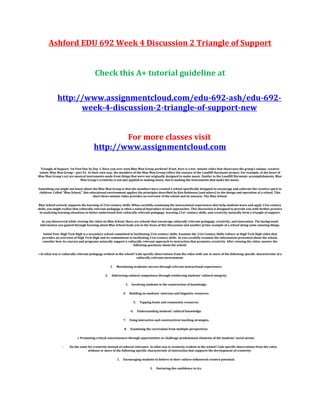 Ashford edu 692 week 4 discussion 2 triangle of support | PDF