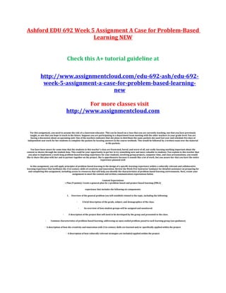 Ashford edu 692 week 5 assignment a case for problem | PDF