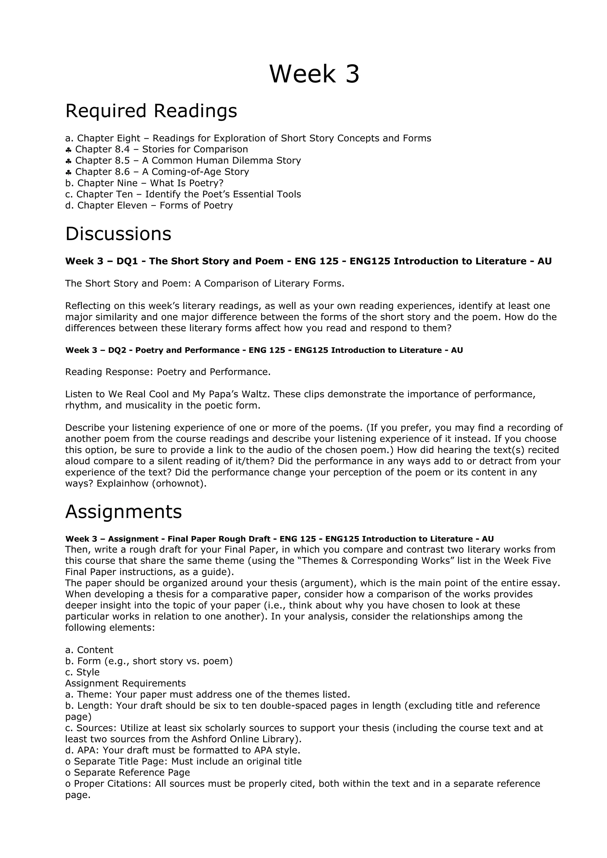 Ashford eng 125 introduction to literature (documents and forms) | DOCX