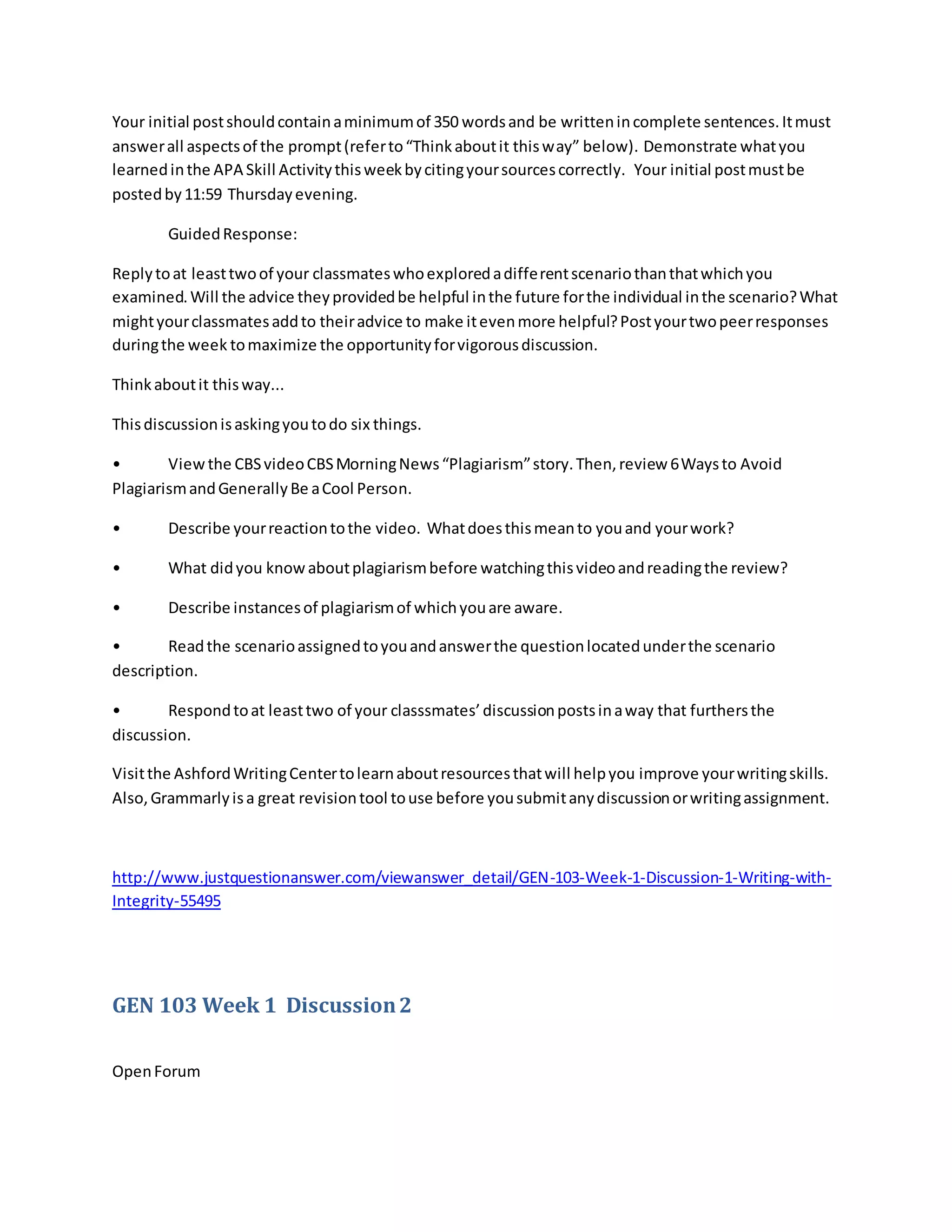 Ashford university gen 103 week 1 | DOCX