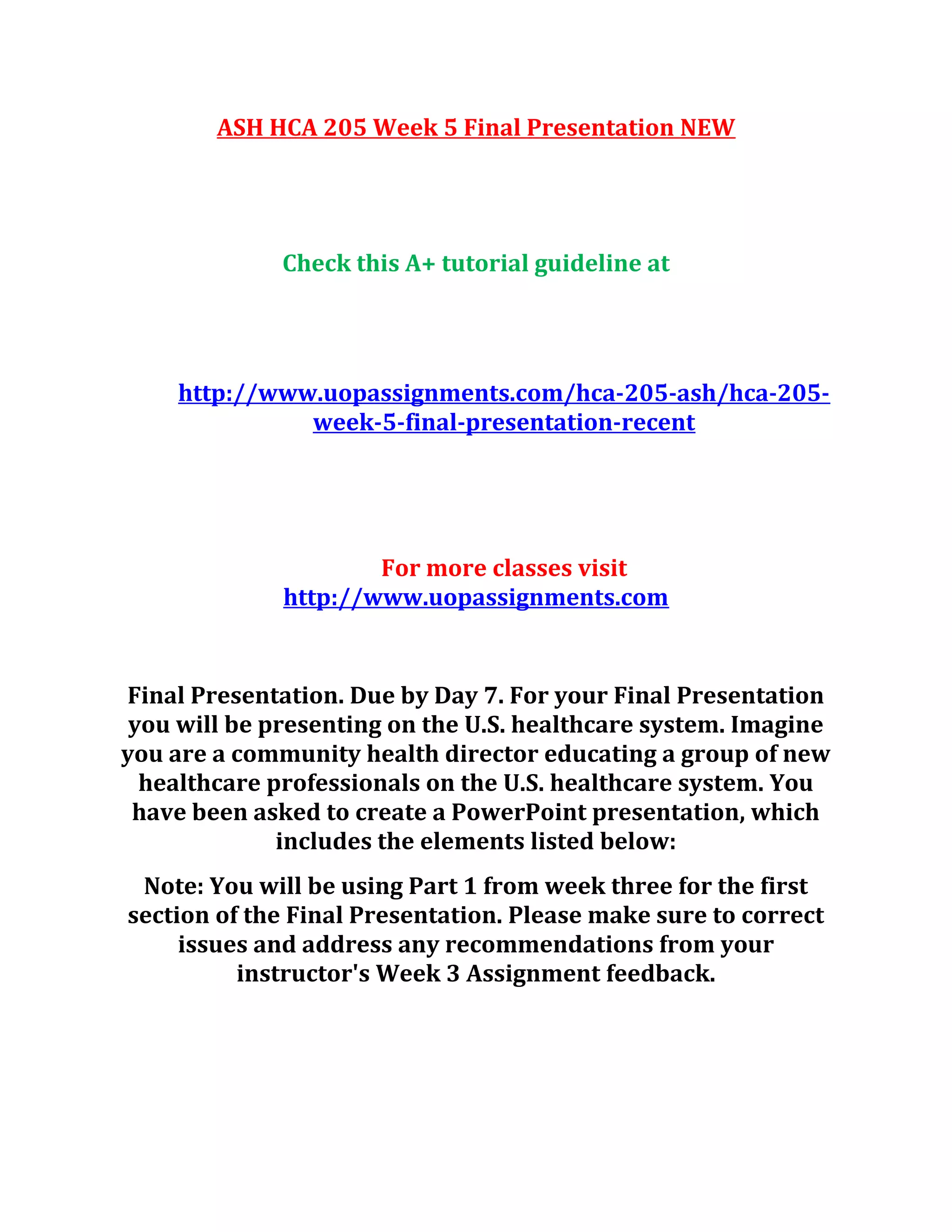 Ash hca 205 week 5 final presentation new | DOC | Healthcare Industry | Industries