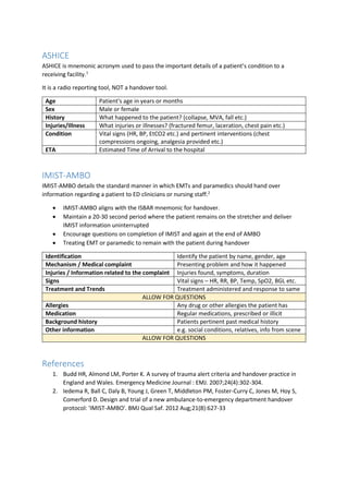 ASHICE and IMISTAMBO Overview | PDF