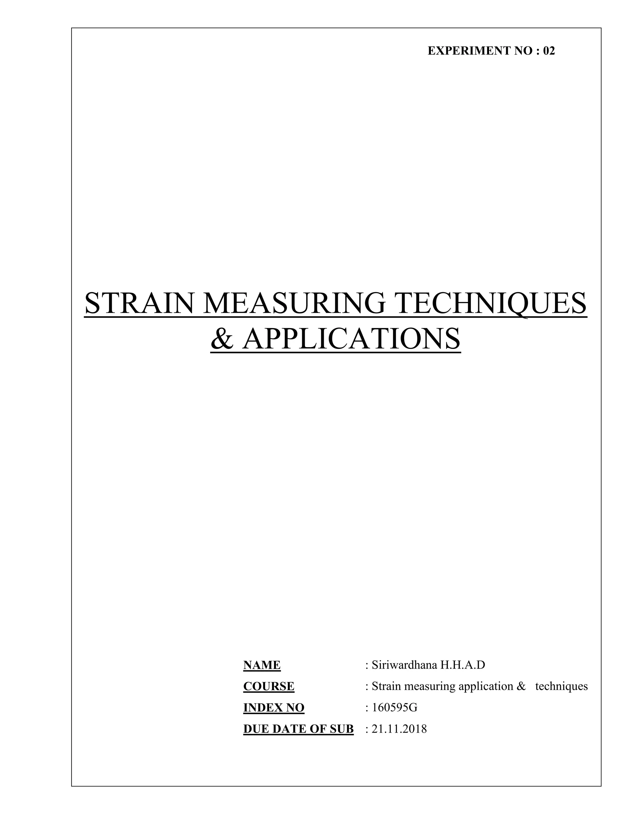STRAIN MEASURING TECHNIQUES & APPLICATIONS | PDF | Physics | Science