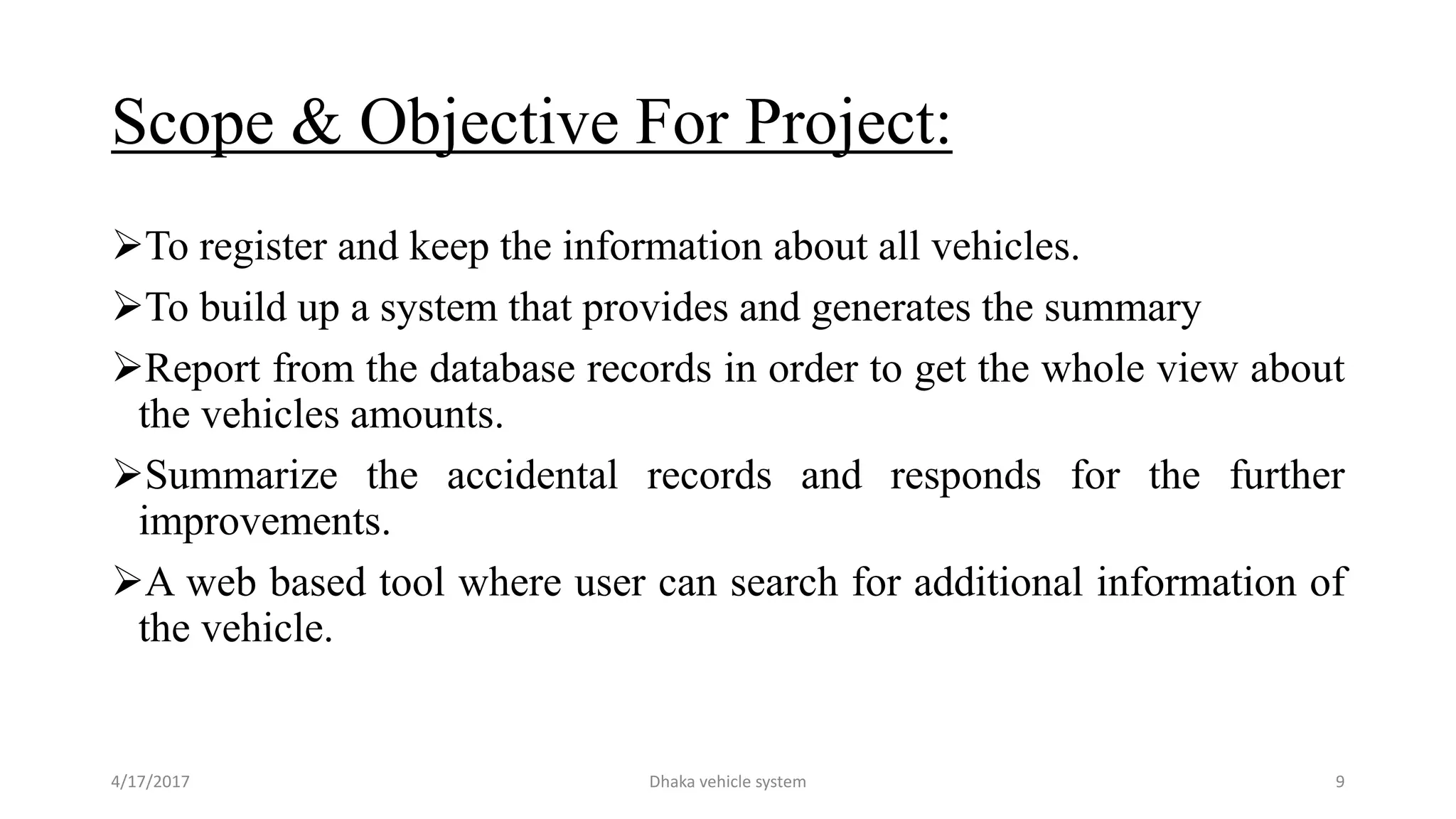 vehicle management system project | PPTX