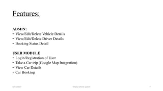 vehicle management system project | PPTX
