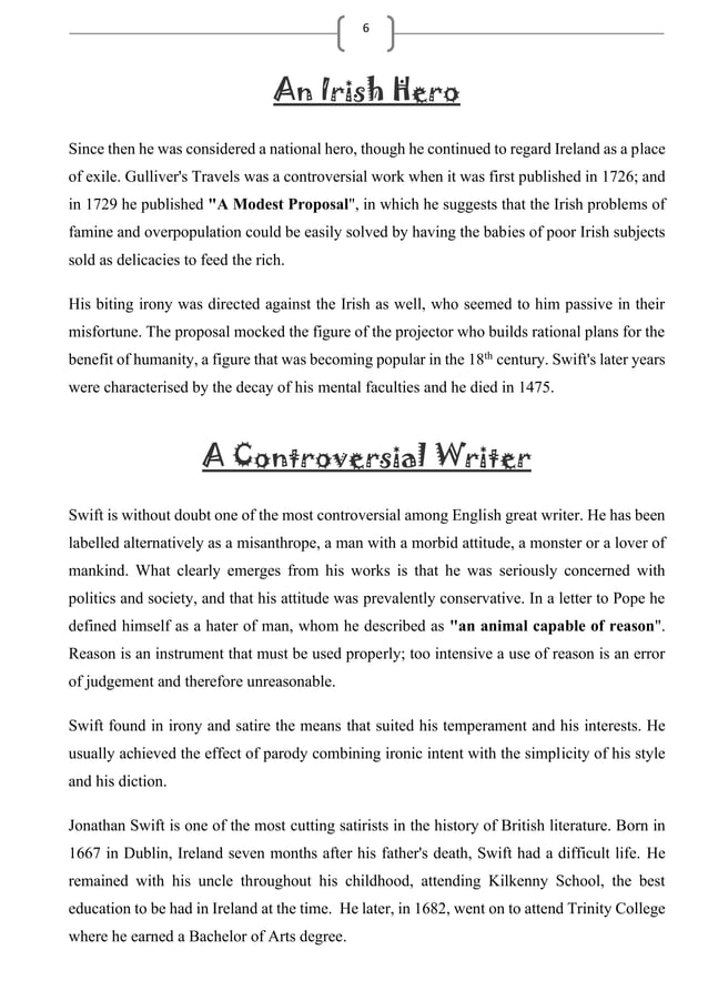 Jonathan Swift As A Satirist Pdf Humor And Satire Pop Culture