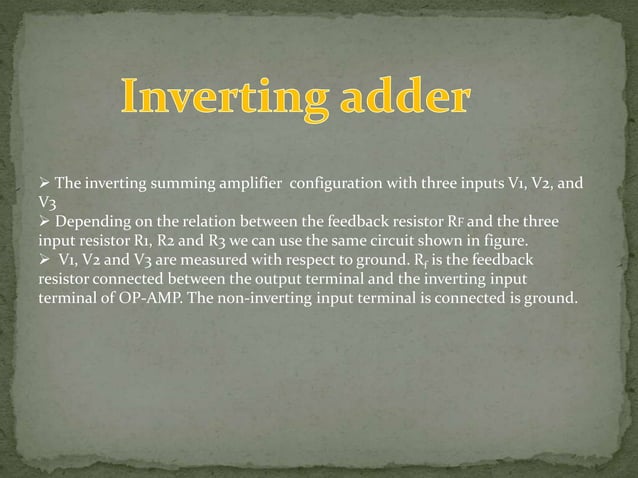 SUMMING AMPLIFIER | PPTX | Computer Networking | Computing