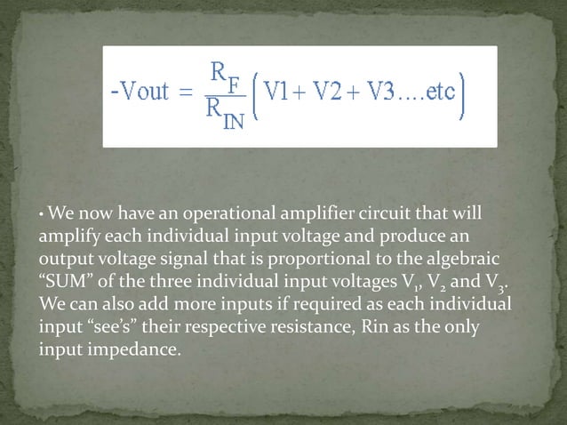 SUMMING AMPLIFIER | PPTX | Computer Networking | Computing