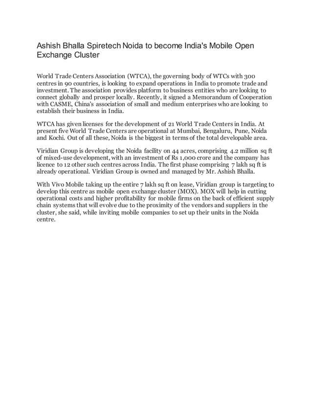 Ashish bhalla spiretech noida to become india's mobile open exchange ...