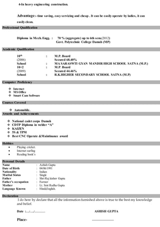 Ashish cv for job | DOCX