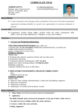 Ashish cv for job | PDF