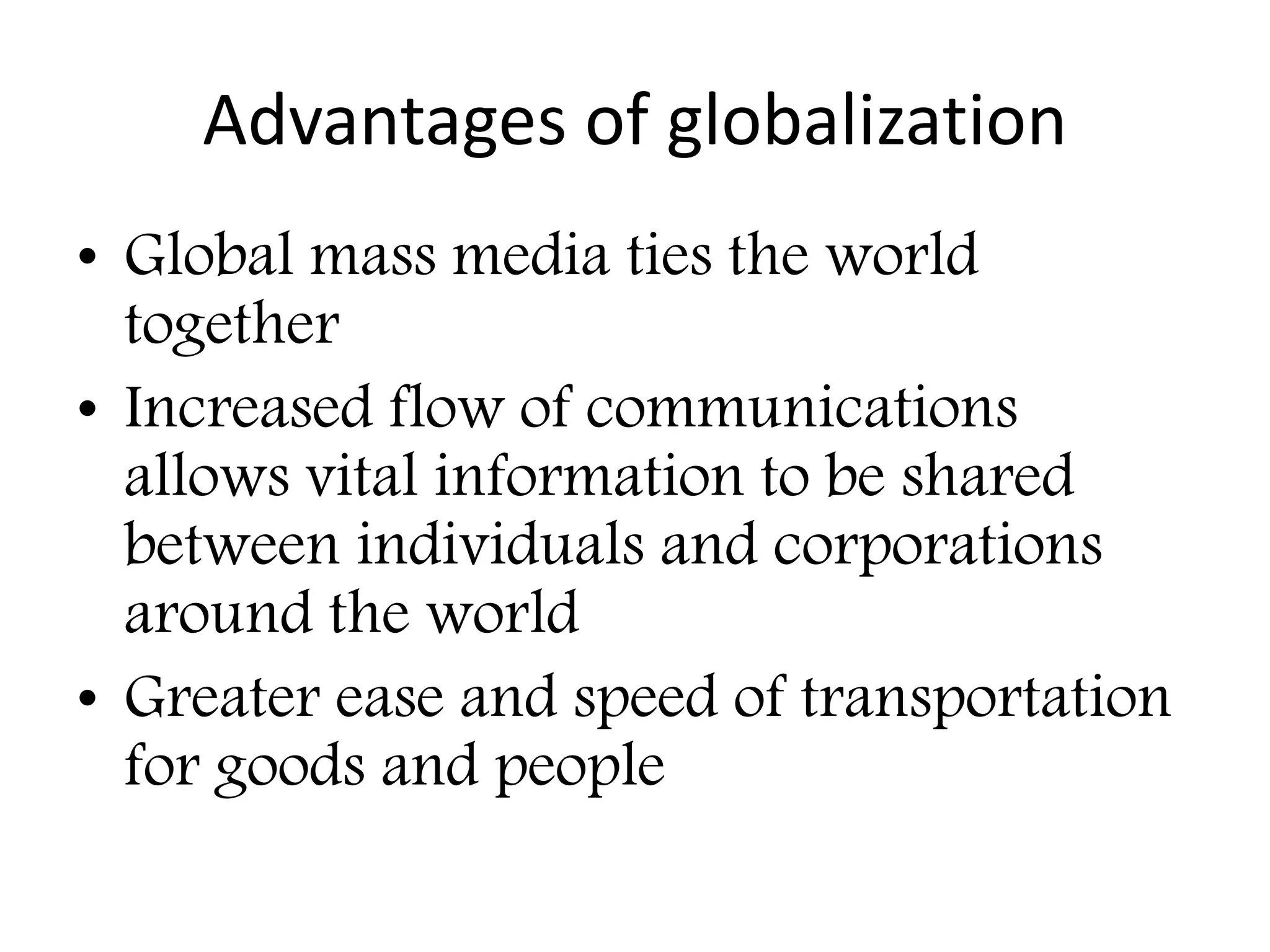 EFFECTS AND BENEFITS OF GLOBALISATION | PPTX