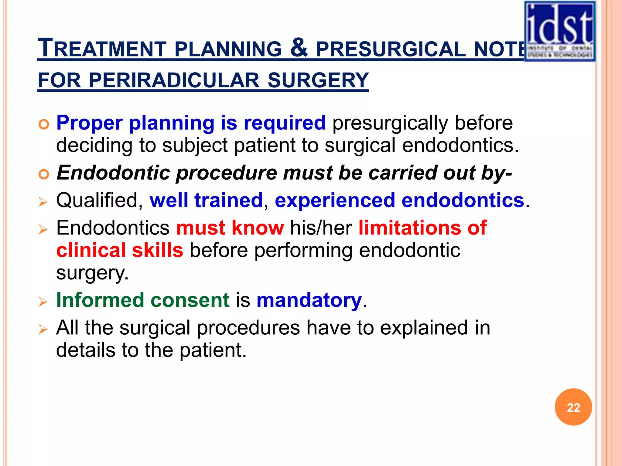 Endodontic surgery Part 1 | PPTX