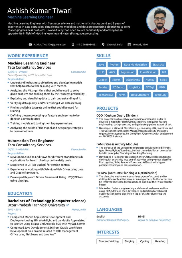 Short Resume of Ashish Kumar Tiwari | PDF