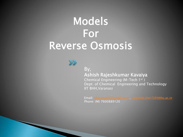 Models For Reverse Osmosis | PPT