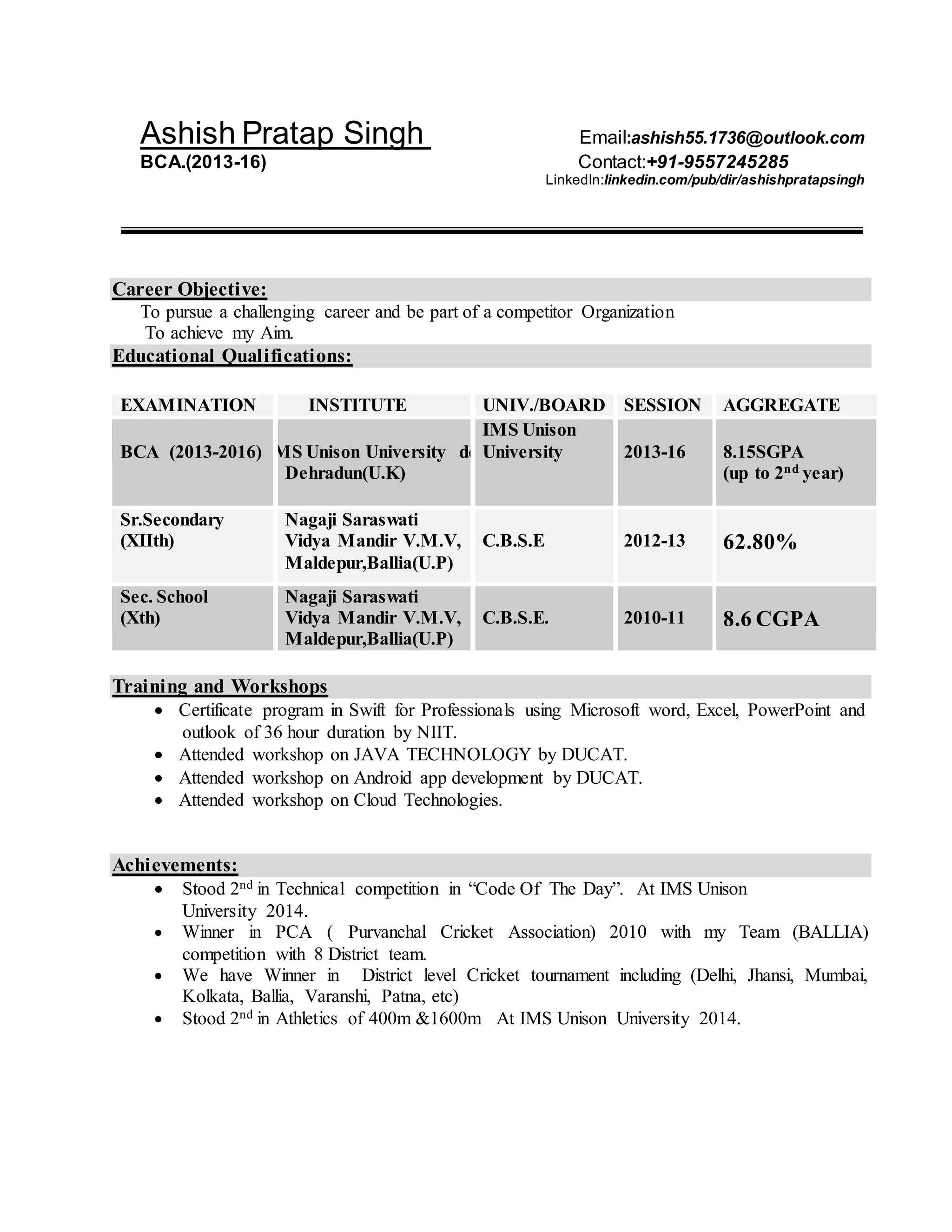 Ashish's resume | DOCX