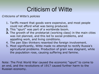 AS History - Industrialisation Under Alex III and Witte | PPT