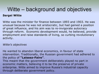 AS History - Industrialisation Under Alex III and Witte | PPT