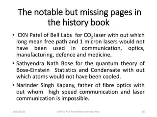Lasers- Stone age to optic tweezers, nobel prizes and applications | PPTX