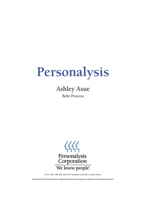 Ashley Asue Personalysis Report | PDF