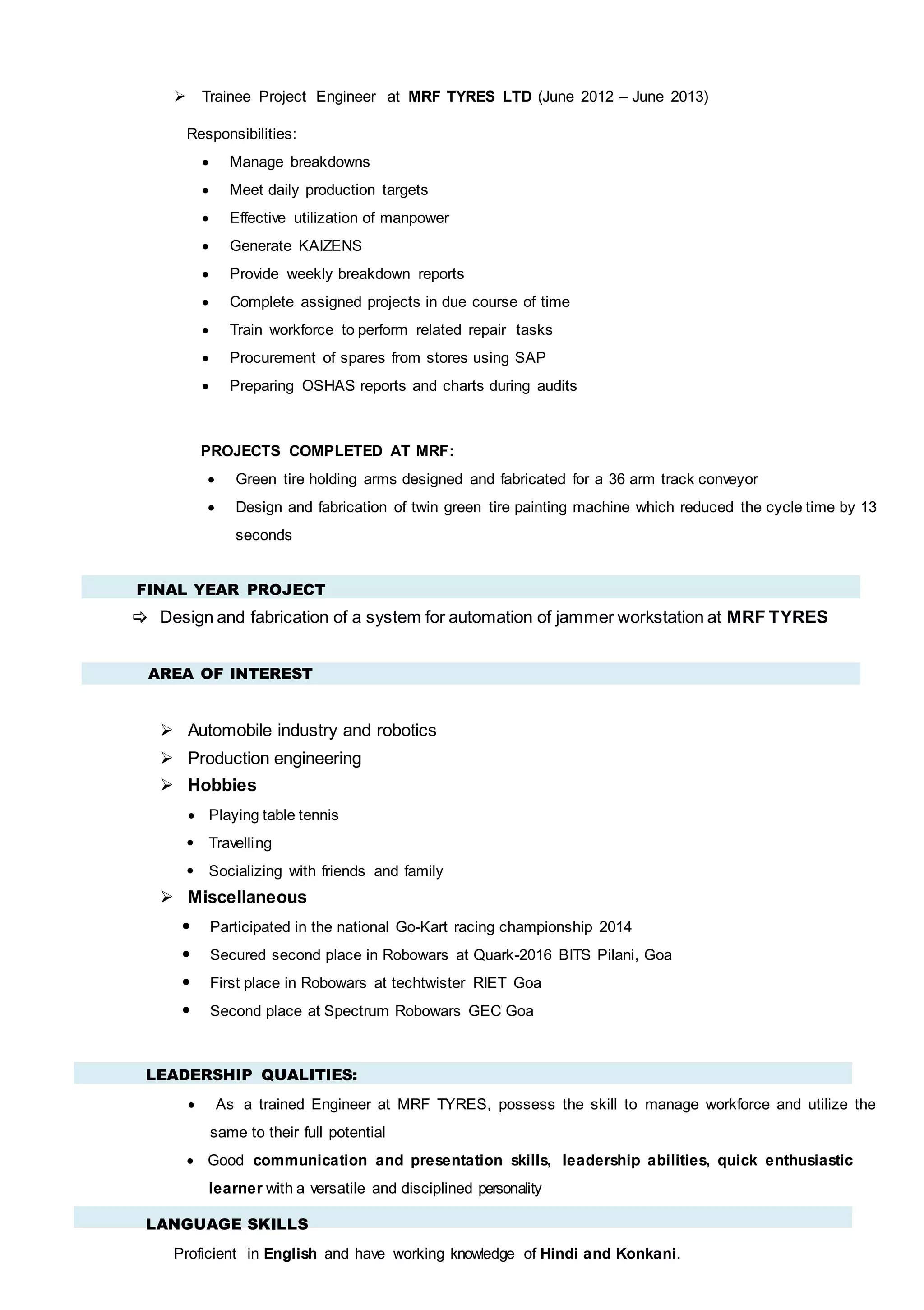 Ashley fernandes resume | DOCX