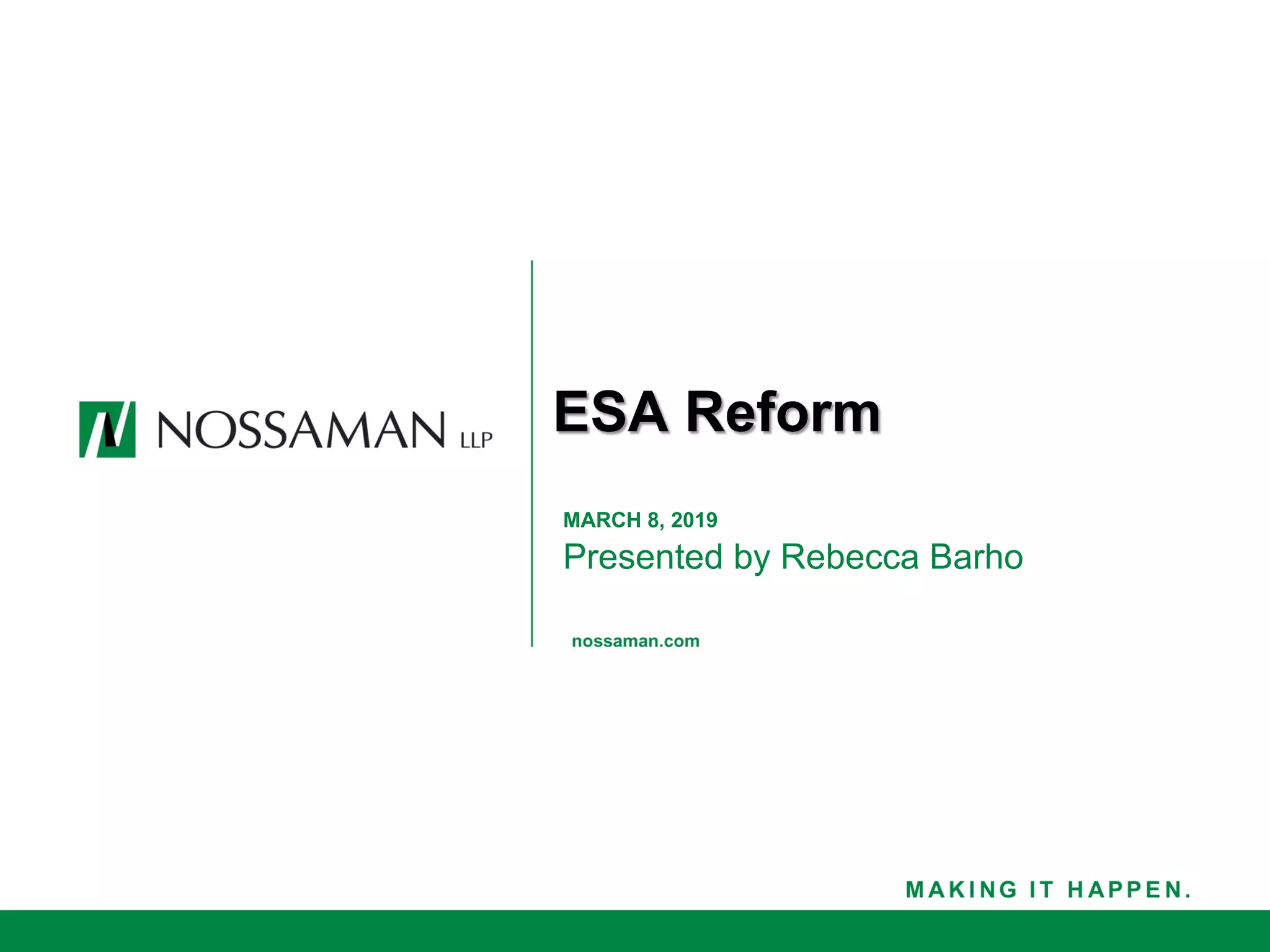 Endangered Species Act Reform - Rebecca Hays Barho | PDF