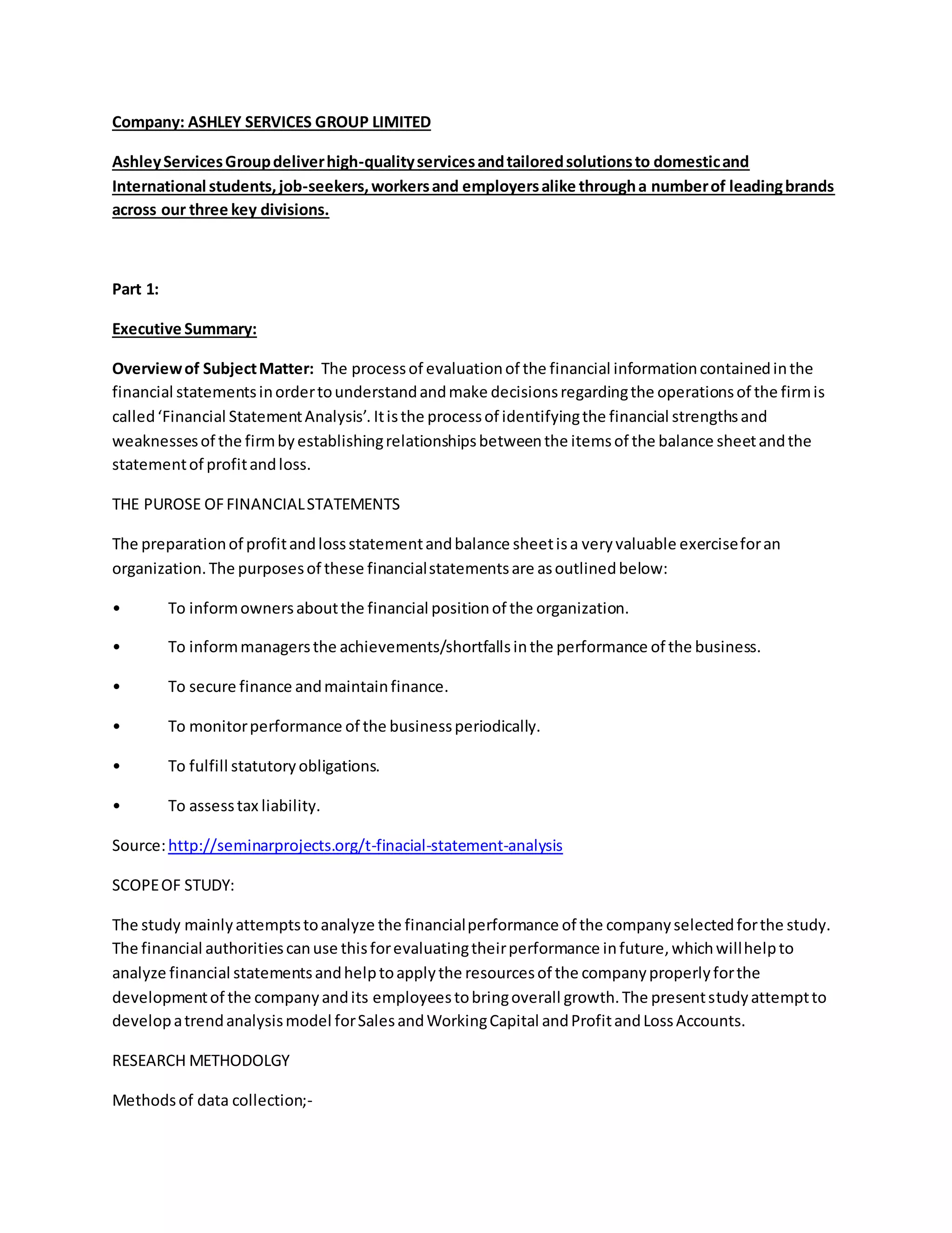 Ashley services group limited | DOCX