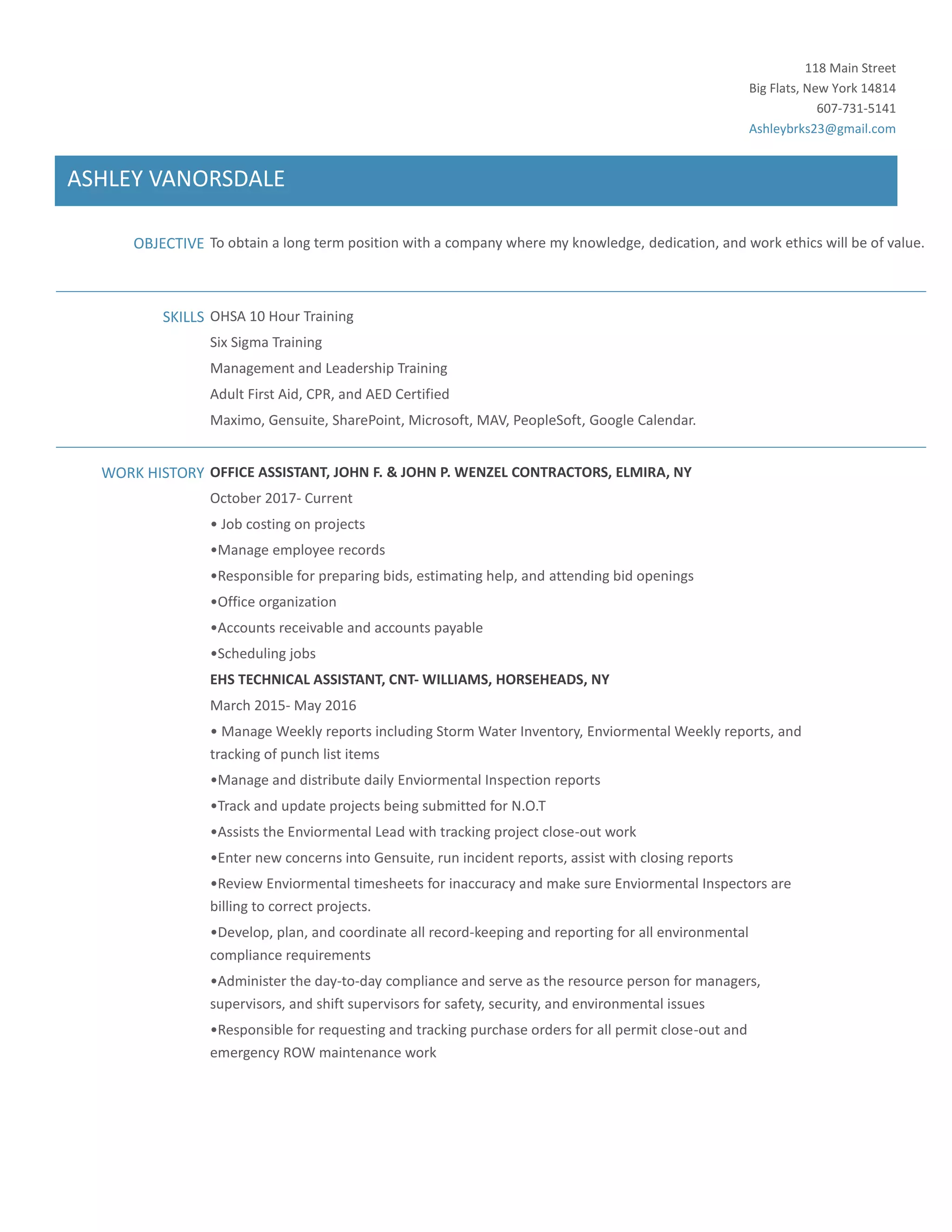 Ashley VanOrsdale Resume | PDF