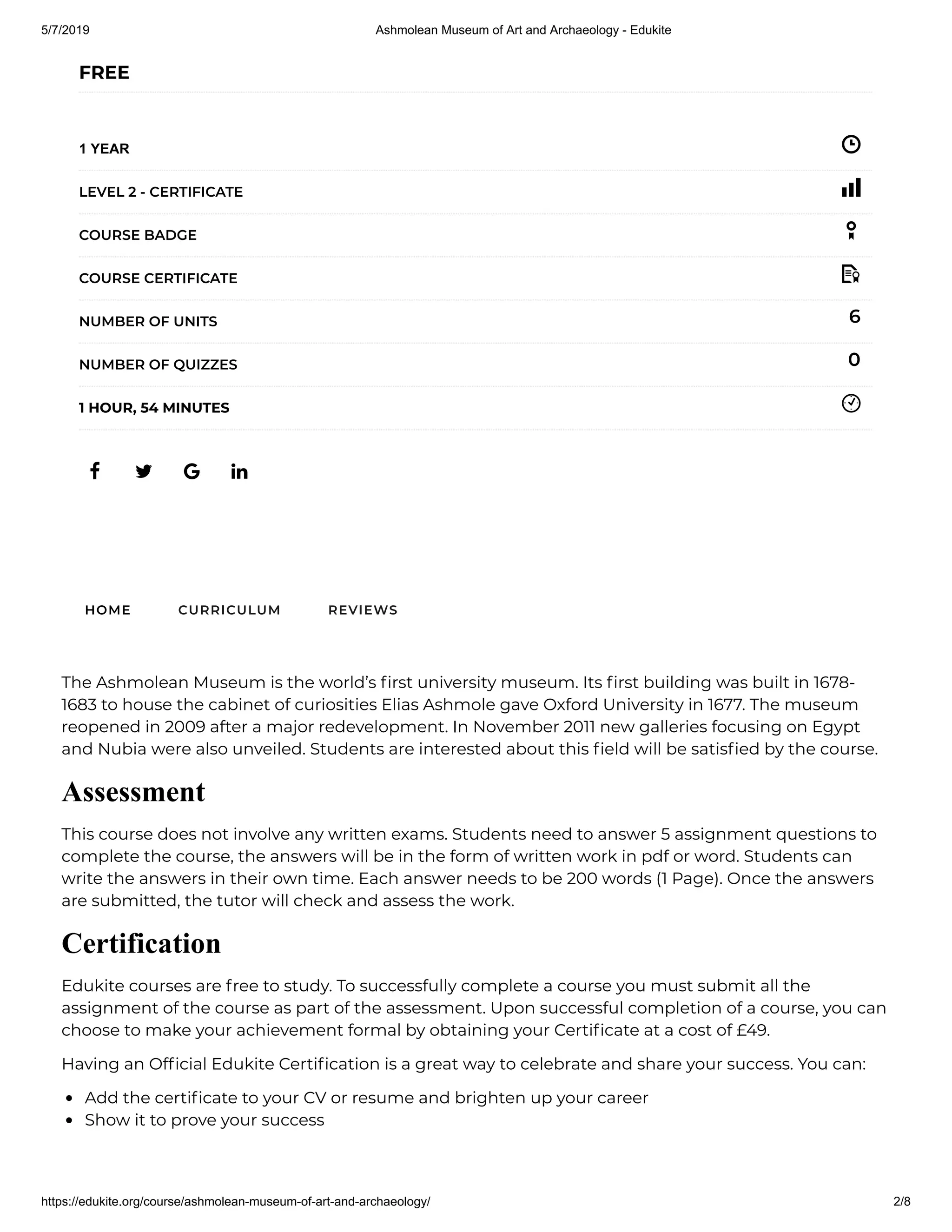 Ashmolean Museum of Art and Archaeology - Edukite | PDF | Museums ...