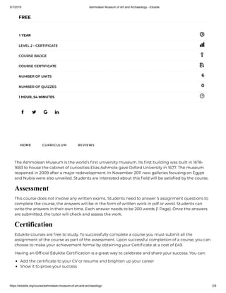 Ashmolean Museum of Art and Archaeology - Edukite | PDF