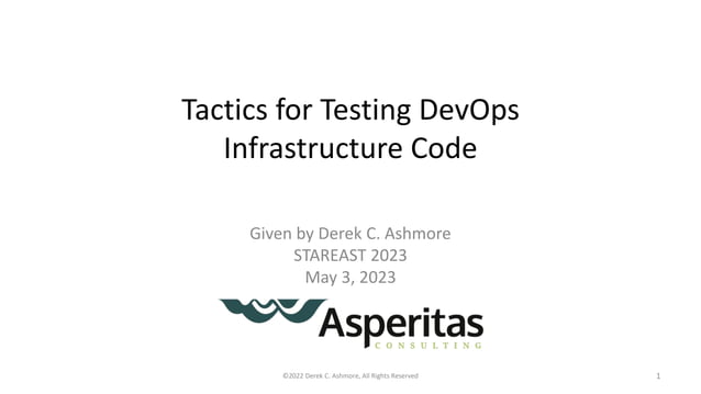 Tactics for Testing DevOps Infrastructure Code | PPT