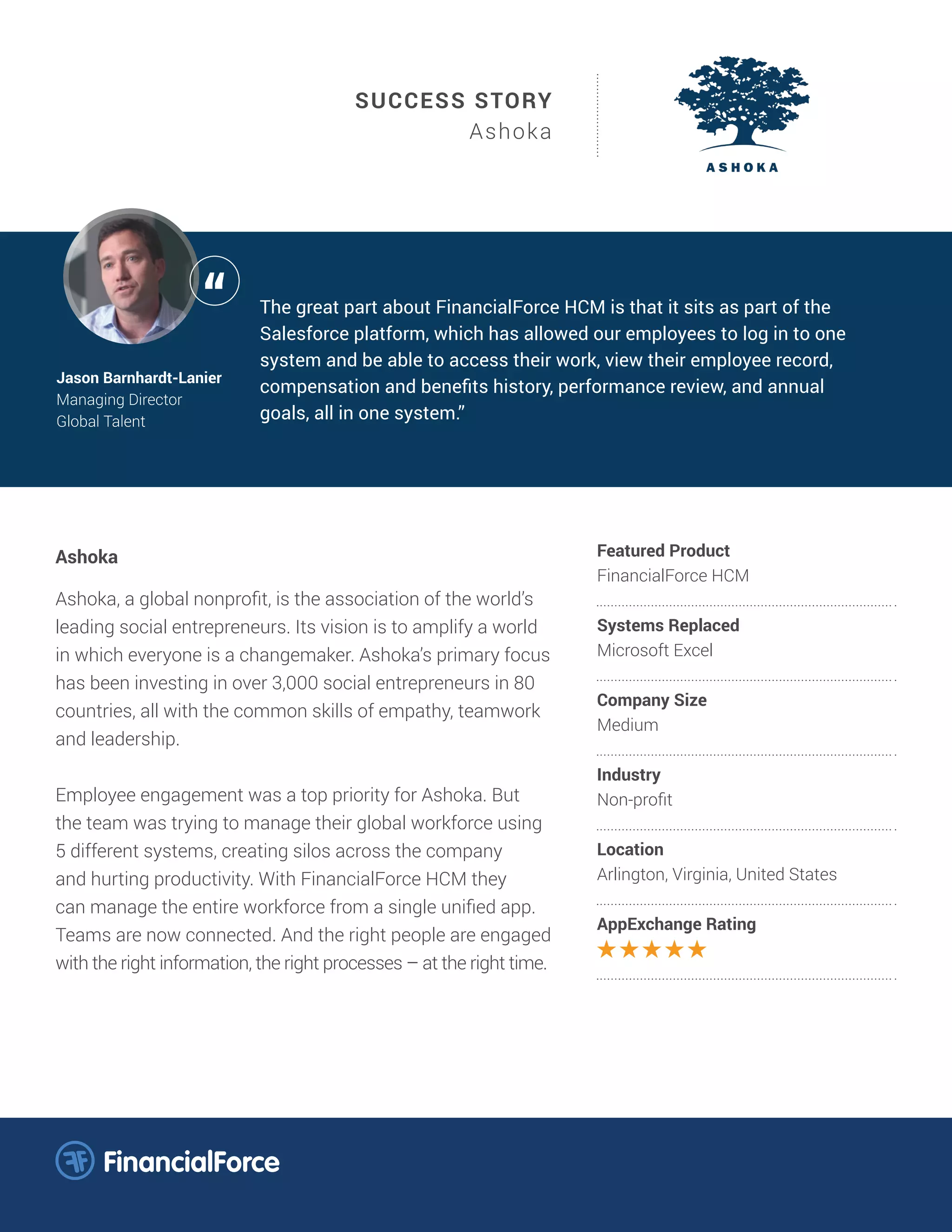 FinancialForce HCM Case Study: Ashoka - large biz | PDF