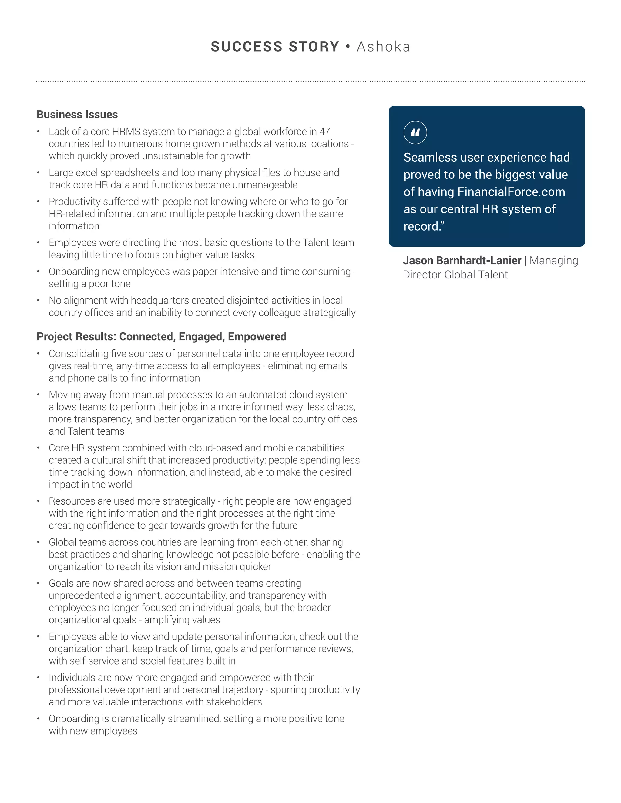 FinancialForce HCM Case Study: Ashoka - large biz | PDF