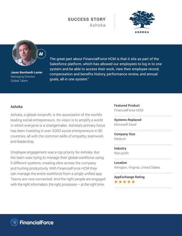 FinancialForce HCM Case Study: Ashoka - large biz | PDF