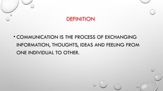Communication Introduction & level, Elements, types | PPT